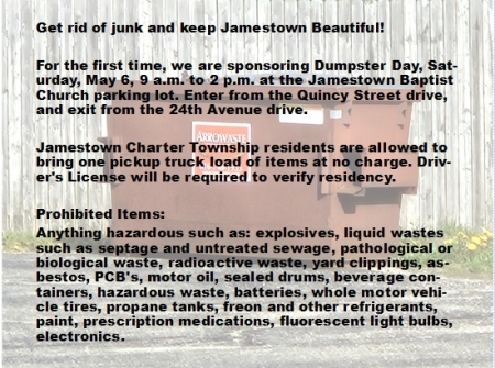 Dumpster Day – Jamestown Charter Township